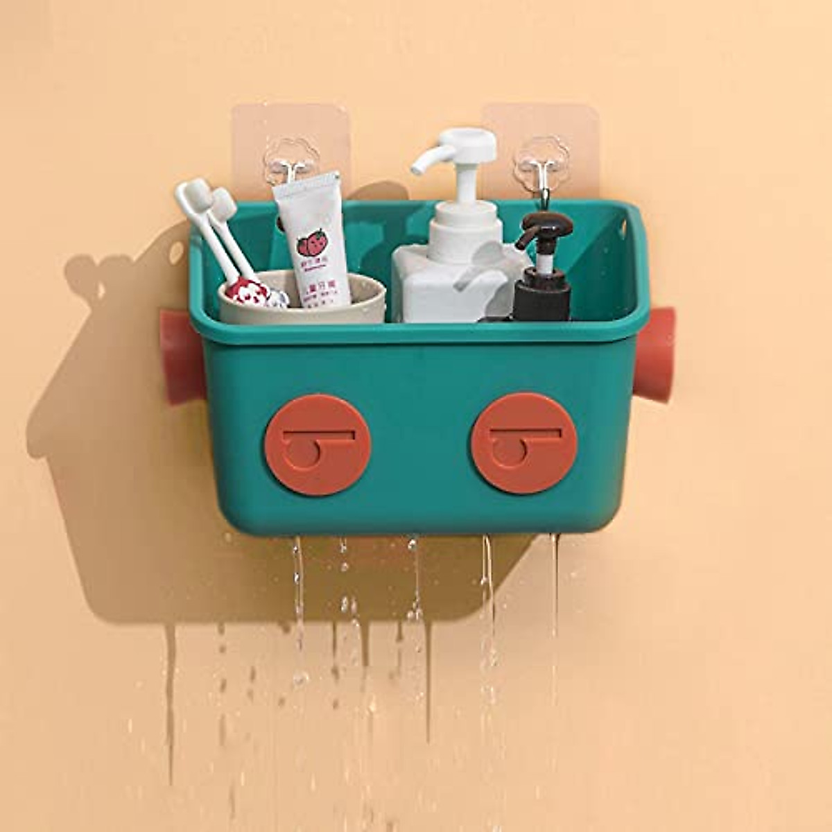 LUFOFOX Bath Toy Storage Organizer Basket, 3 Layers Colorful Robot Modeling Wall Mounted Kids Hanging Shower Caddy with Hooks for Shampoo