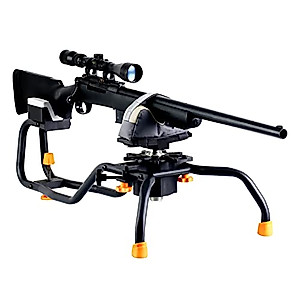 PORMUCAL Adjustable Ambidextrous Rifle Hunting Shooting Rest for Outdoor Range with Deluxe Universal Front Rest Bag