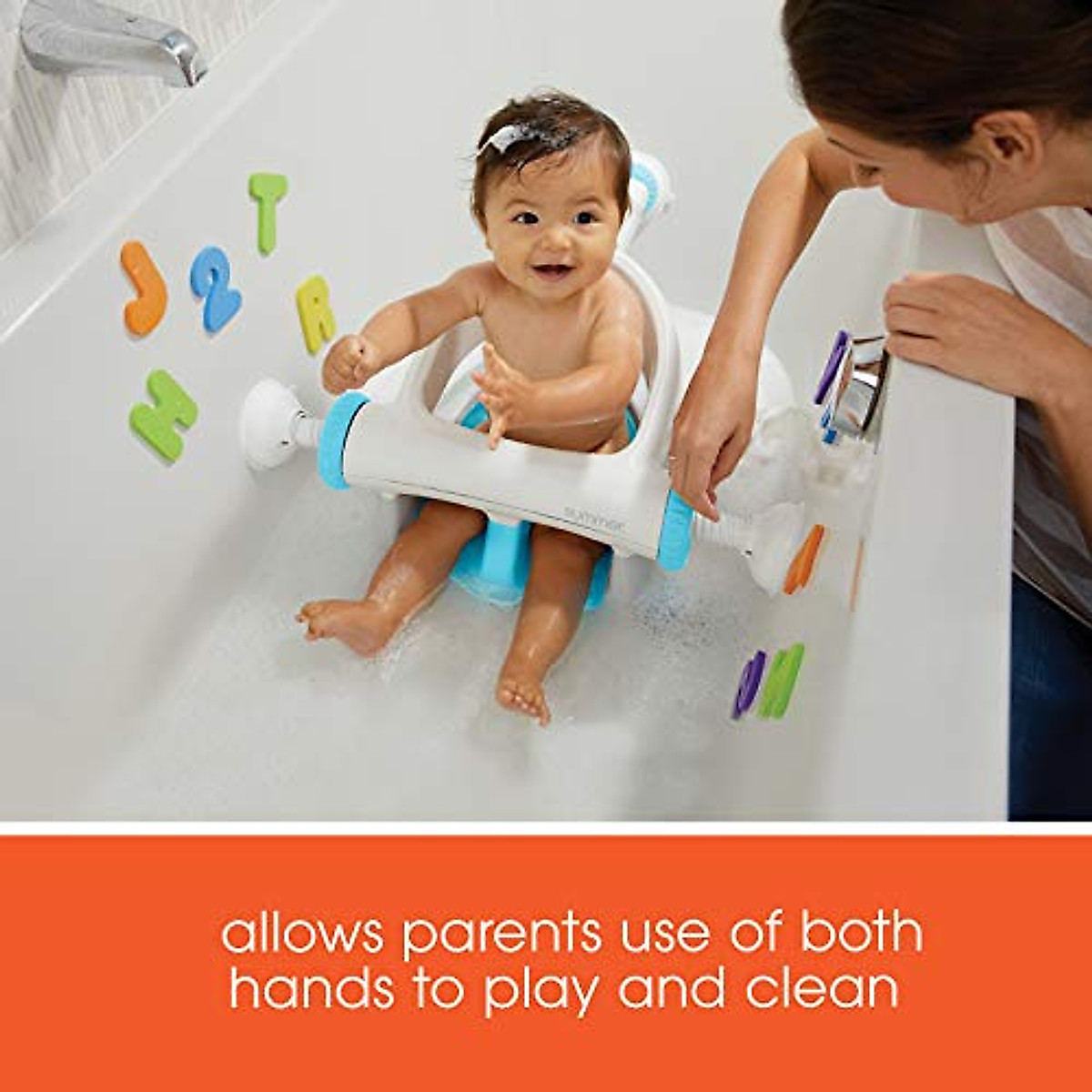 Summer Infant My Bath Seat Soft Support (Aqua ) – Contoured Bath Seat for Children Transitioning to the Adult Bathtub – Features Drain Holes, Sure & Secure Suction Cups, and Spacious Open-Side Design