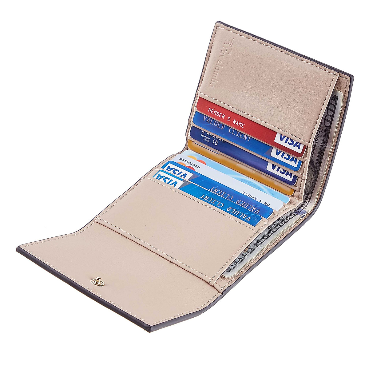 Travelambo RFID Blocking Small Mini Compact Wallet Coin Pouch Holder Trifold Credit Card Holder Pocket Purse for Women (Napa Sand)