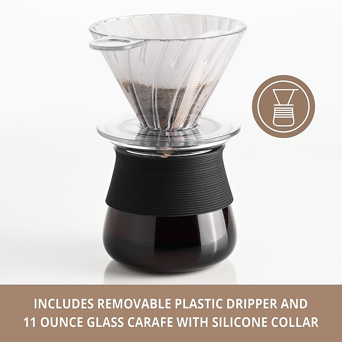 TRU Automatic Pour Over Coffee Maker with Digital Controls - Auto Coffee Maker with Plastic Cone Dripper - Coffee Brewer for Household Use