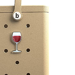 BOGGbeans Red Wine Charm for Bogg Bag, Simply Southern Totes, and Similar Styles. Acrylic 3" Drink Charm Accessories for Beach Totes