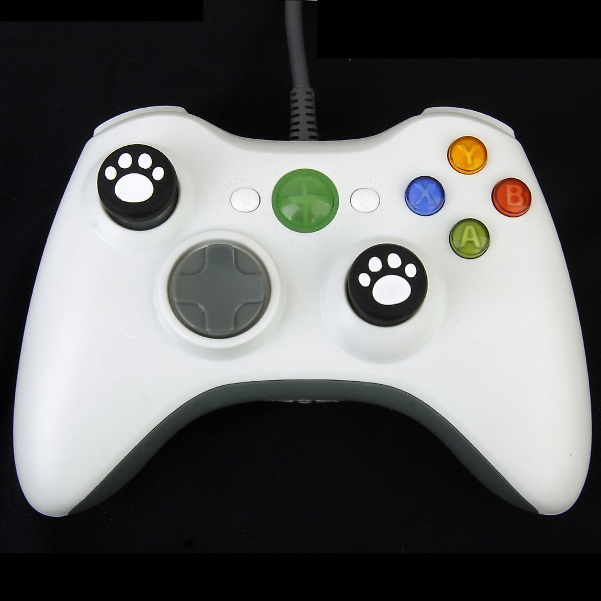 Ambertown Analog Silicone Thumb Stick Grips Cap Joystick ThumbSticks Caps Cover for PS4 PS3 Xbox One Xbox 360 PS2 Game Controllers (2 x White Cat Dog Paw)
