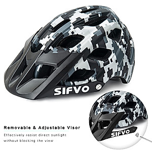 Kids Bike Helmet, SIFVO Kids Helmet Boys and Girls Bike Helmet for Kids Ages 6+ Youth Bike Helmet with Visor Safe and Stylish Adjustable 52-58cm