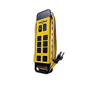 Yellow Jacket 5148 Modern 8-Outlet Metal Power Block with 2 USB Ports; Yellow