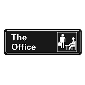 Nakimo The Office Sign Self-Adhesive Sign 9 X 3 Inch Door or Wall Sign Name Plate Acrylic (Black and White)