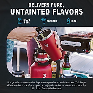 DrinkTanks® Travel Keg - 64 oz Growler with CO2 Dispensing Keg Cap for Carbonated Craft Beverages; Camping, Tailgating, Water Bottle Shares, BBQs, Boating & Adventure (Crimson)