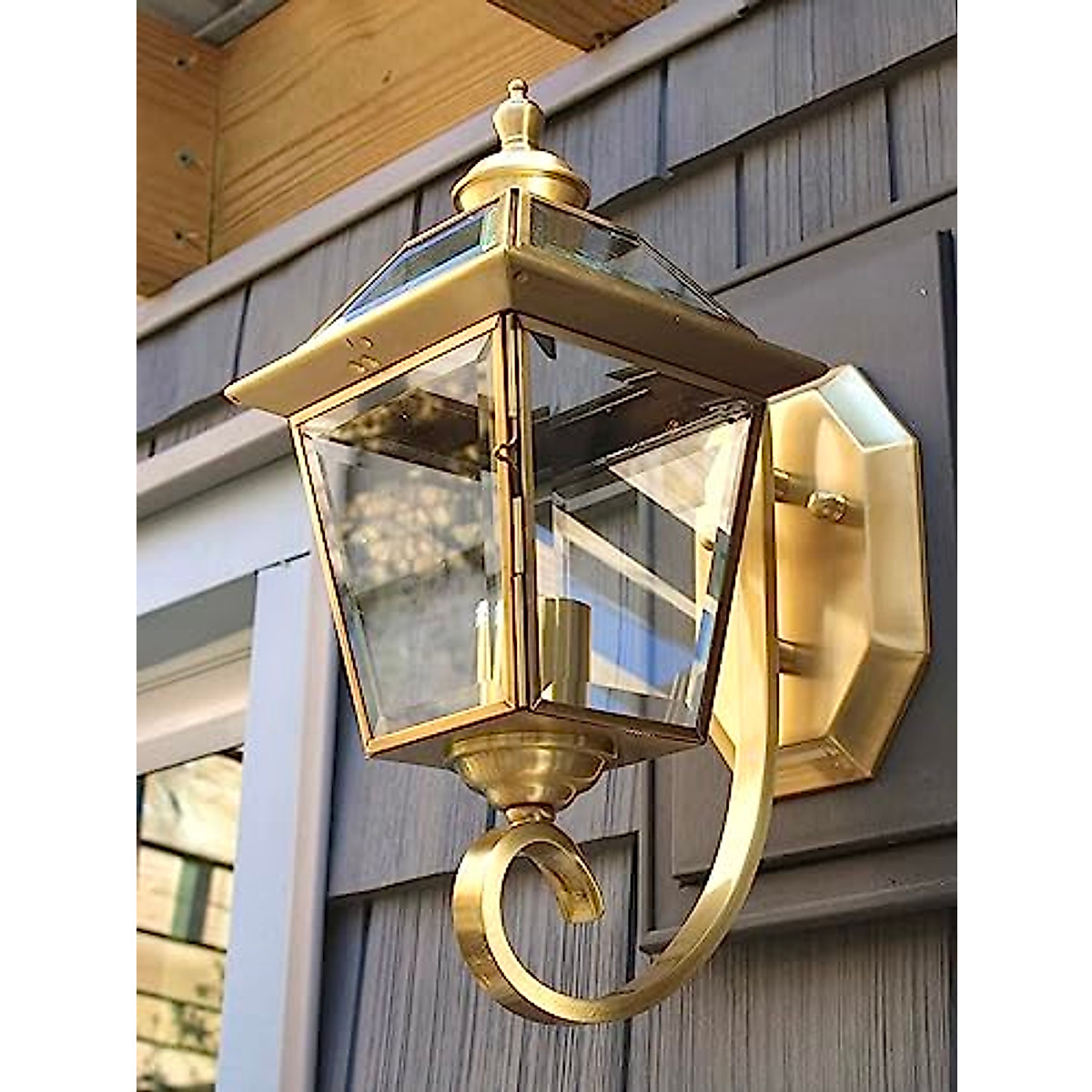 GAAZIE 13.7in Copper Porch Light Oil-Rubbed Brass Outdoor Wall Lights with Beveled Glass,Exterior Wall Sconce for Porch & Patio Light,1 Pack