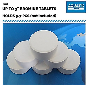 Aquatix Pro Pool Chlorine Floater Dispenser with Thermometer for 1 to 3 inch Tablets, Large & Durable Floating Dispenser for Spa, Hot Tub, In-ground & Above Ground Pools, Adjustable Flow Rate