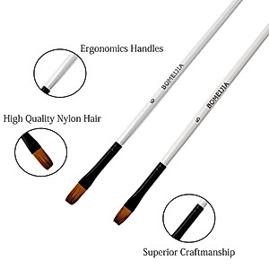 GETHPEN Art Paint Brushes Set, 12 PCS Nylon Professional Flat Paint Brushes for Watercolor, Oil Painting, Acrylic, Face Body Nail Art, Crafts, Rock Painting