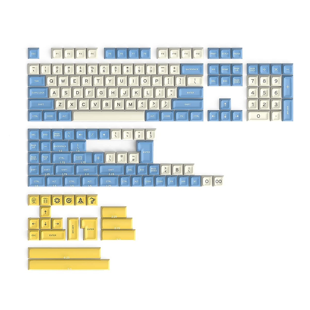 172 Keys ABS Keycaps Set, AFSA Profile DYE-SUB Suitable for Cherry MX Mechanical Gaming Keyboard (Only Keycaps)
