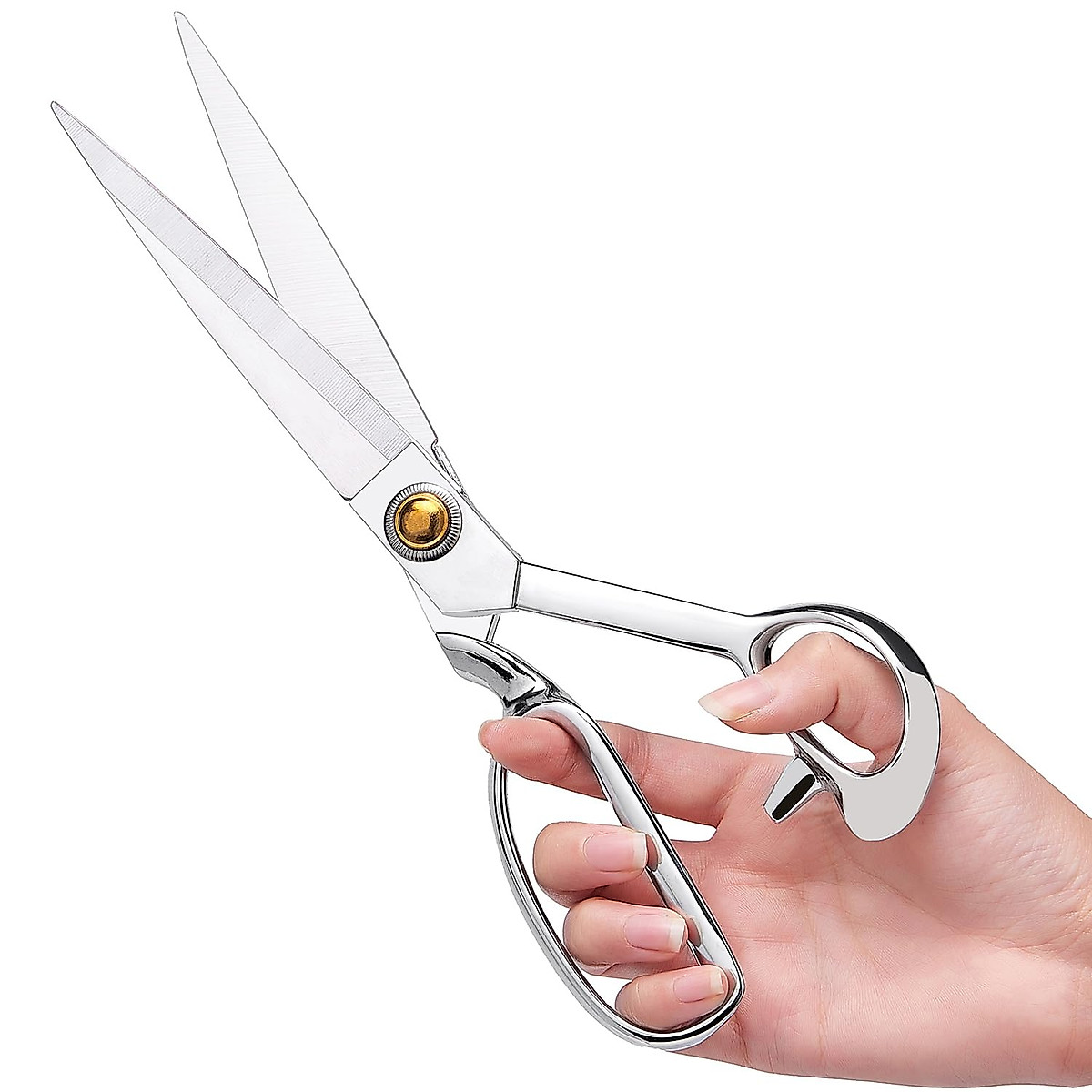 10 Inch Sewing Scissors For Fabric Cutting,Zinc Alloy Handle,Sharp Stainless Steel Blades,Fabric Scissors For Dressmakers Craft Decorate(SILVER)