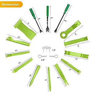 GOOACC 19Pcs Trim Removal Tool Set Panel Fastener Clips Removal Automotive Plastic Upholstery Pliers Removal Install Removal Car Tool with Storage Bag for Trim Panel Audio Clip Pliers Terminal-Green