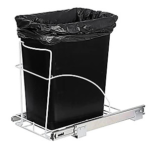 Epetlover 7.6 Gallon Sliding Pull Out Trash Can Waste Container Recycling Bins Under Cabinet for Kitchen, 29 Liters Capacity, Black