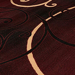 United Weavers Dallas Bangles Accent Rug – Burgundy, 5x8, Modern Indoor Rug with Scrollwork Pattern and Jute Backing