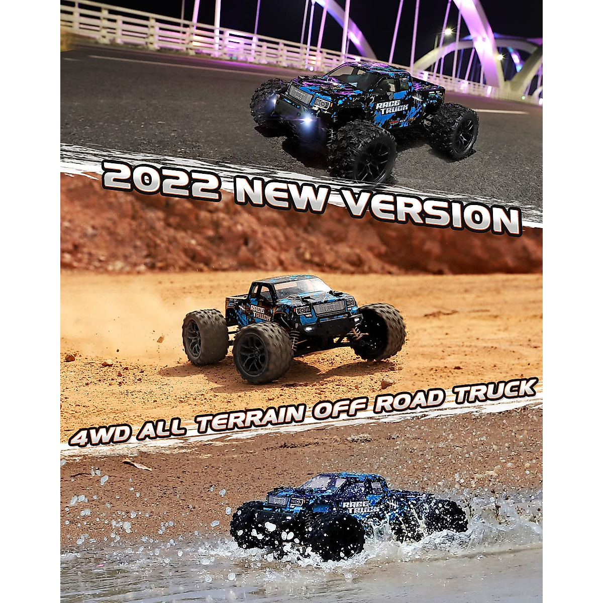 HAIBOXING RC Cars 1/18 Scale 4WD Off-Road Monster Trucks with 36+KM/H High Speed, 2.4 GHz Remote-Controlled Electric All Terrain Waterproof Vehicles with Rechargeable Battery for Kids and Adults RTR