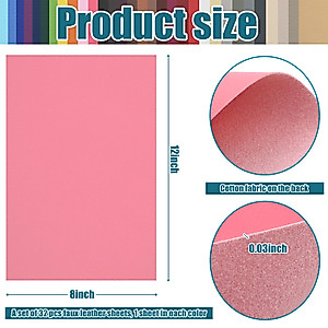 LOTMER 32 Pieces Faux Leather Sheets 8×12 INCH 32 Colors Leather Fabric Sheets 0.7mm Thickness Faux PU Leather Sheets for Making Earring, Keychain, Jewelry and Other Handicrafts