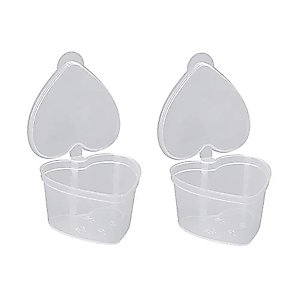 ccHuDE 30 Pcs 45ml Heart Shaped Slime Storage Containers Small Plastic Box with Lids Sauce Cups Souffle Cups