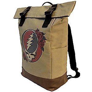 Ripple Junction Grateful Dead Steal Your Face Logo Roll-Top Backpack Officially Licensed