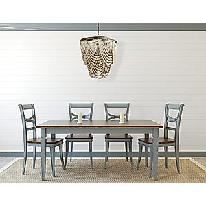 Creative Co-Op Rustic Farmhouse Boho Light Fixture with Wooden Beads - 2-Tier Draped Bead Chandelier