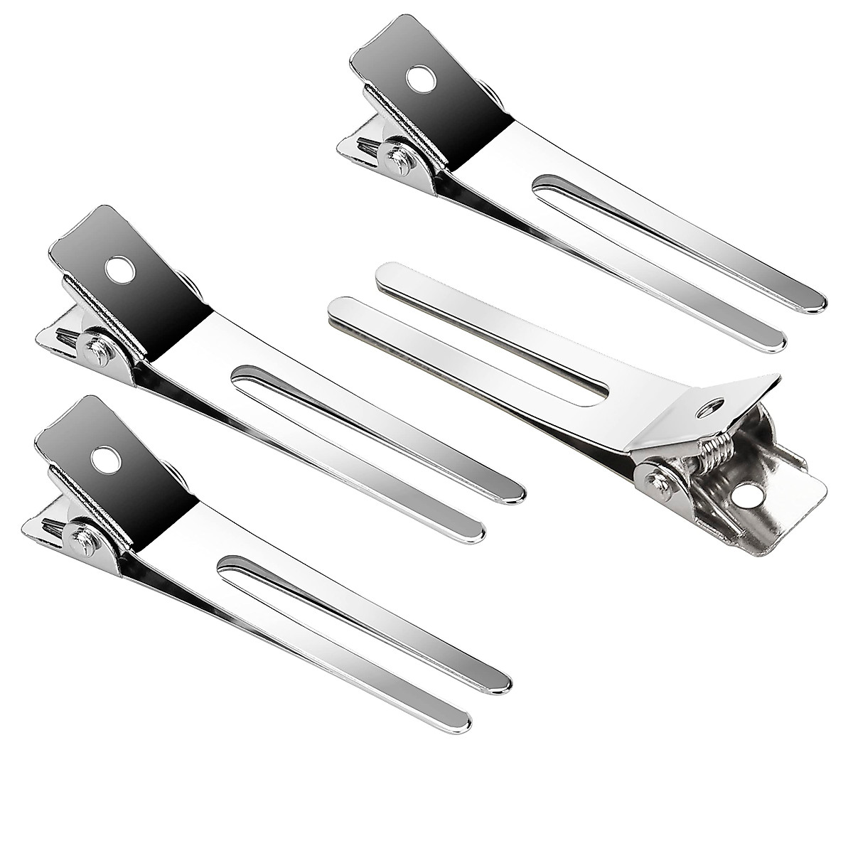 Ryalan 1.8 Inches Profession Hairdressing Double Prong Pin Curl Setting Section Hair Clips Metal Alligator Clips Silver Hairpins for Styling and Haircut (50 Pcs, Silver)