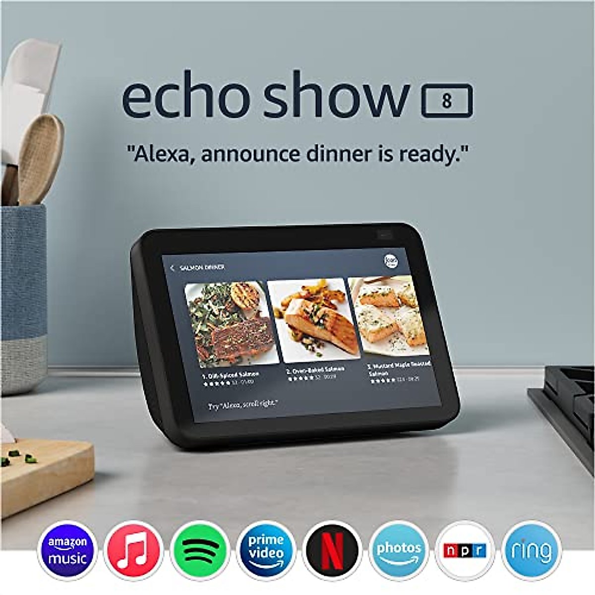 Echo Show 8 (2nd Gen, 2021 release) | HD smart display with Alexa and 13 MP camera | Charcoal