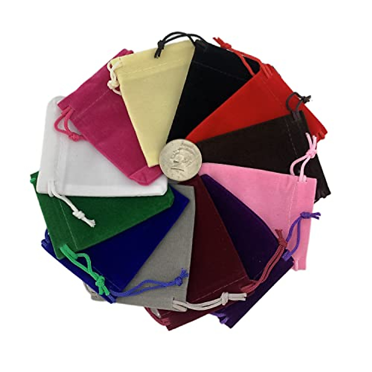 Palmhomee Pack of 48 Velvet Drawstring Bags Gift Bag Velvet Pouch For Jewelry Wedding and Party Favor (2.8x3.6 Inch, Mixed Colors)