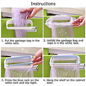 In kds Trash Rack Bin Liners Holder Garbage Bag Hanger for Kitchen Cupboard Tailgate (Blue)