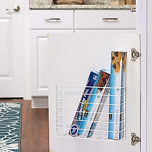 Household Essentials White Tall Basket Organizer | Mounts to Solid Cabinet Doors or Walls