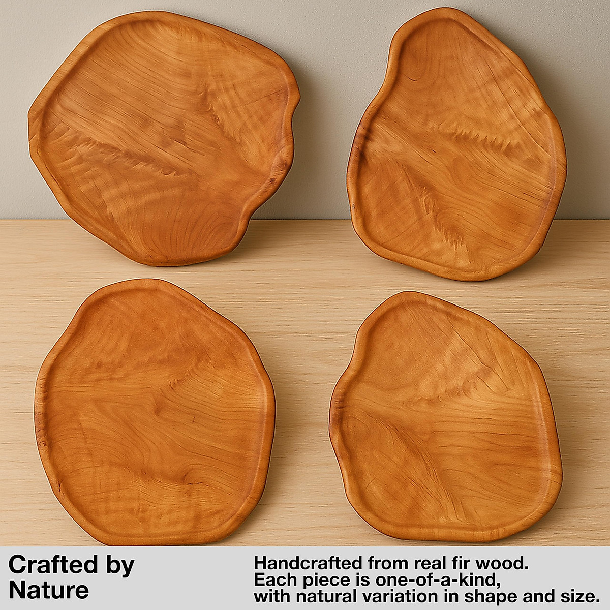 Driini Premium Handmade Root Wood Lazy Susan Turntable Organizer - Rustic Wooden Serving Platter Cheese Board (12")