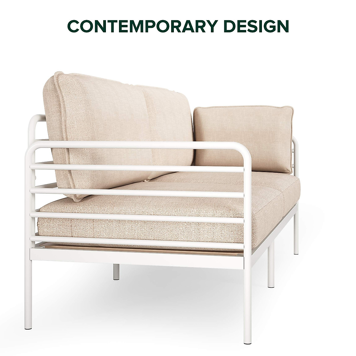 ZINUS Amanda Navy Metal Sofa / Steel Framework with Upholstered Cushions / Easy Assembly