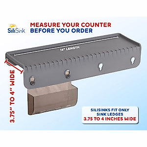 SiliSink Silicone Sink Edge Guard for Kitchen Sink - Fits 3.75”-4” Wide Stone Lip - Kitchen Sink Guard & Sink Edge Protector - Stone, Granite Countertop Edge Protector - 14”, Frosted Matte