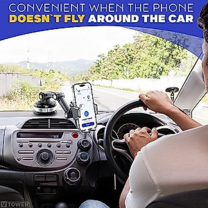 V TOWER Phone Mount for Car Dashboard - 360° Car Mount for iPhone 13 Pro Max Car Mount Cell Phone Car Mount Car Phone Mount - 10.9Oz iPhone Suction Mount Car Vent Phone Mount Phone Holder Car