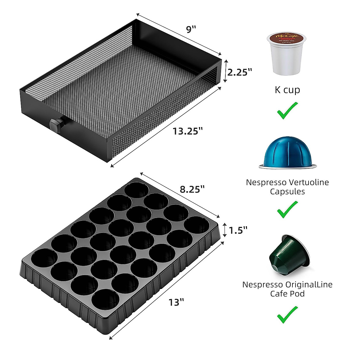 Simple Trending Coffee Pod Storage Drawer Holder for Keurig K-cup Coffee Pods, 24Pods Capacity, Black