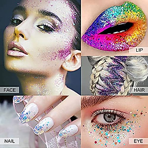 Pexihoap 3 Colors Glitter Body Gel Set, Cosmetic Glitter, Festival Glitter Makeup for Body, Face,and Hair（3 Colors/Set） (Set B: Pink+Light Blue+Yellow)