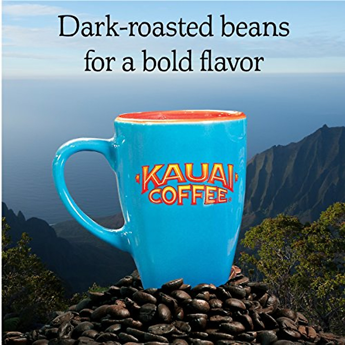 Kauai Coffee Single-Serve Pods, Na Pali Coast Dark Roast- Arabica Coffee, Grown, Harvested and Roasted in Hawaii, Keurig-Compatible Cups - 48 Count