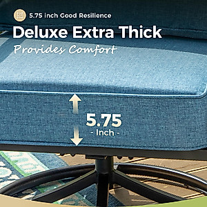 MIXPATIO Patio Furniture Set, 6 Pcs Metal Outdoor Conversation Set, 2 Swivel Chairs, 2 Ottomans and 3 Seater Sofa with 5.75" Extra Thick Cushion and Gas Fire Pit Table, Navy Blue