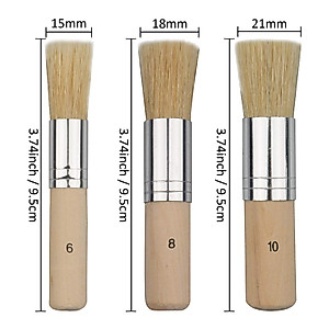 COCODE Wooden Stencil Brush (Set of 3), Natural Bristle Brushes Perfect for Acrylic Painting, Oil Painting, Watercolor Painting, Stencil Project, Card Making and DIY Art Crafts