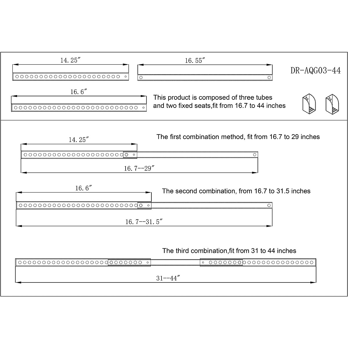 Window Security Bars Adjustable Lock bar Sliding Door Child Safety Extendable (16.6'' to 44'') for Windows, White