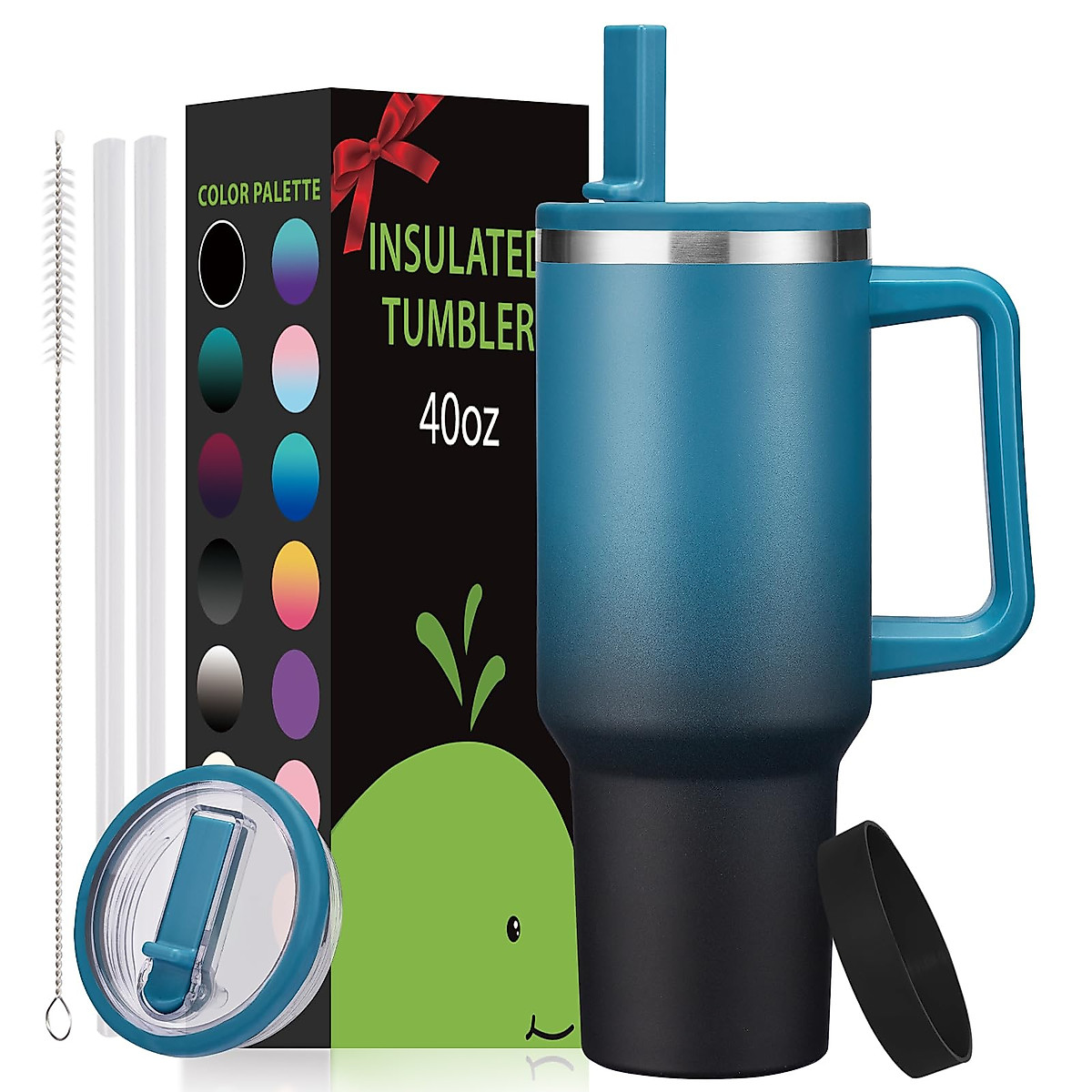 BENZZO Tumbler with Lid and Straw - 100% Leakproof Flip Straw Travel Mug 40 oz, Reusable Insulated Tumblers Stainless Steel for Hot and Cold, Gifts for Women & Men,Car Cup Holder Friendly