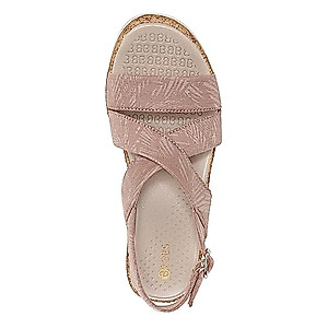 BZees Womens Radiant Cork Wedge Strappy Sandal Biscotti Brown Palm Leaf 6 M