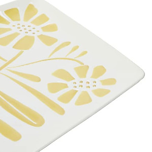 Creative Co-Op Hand Painted Stoneware Plate with Wax Relief Flowers, Multicolor, Set of 6, 11" L x 11" W x 1" H (DF6593SET)