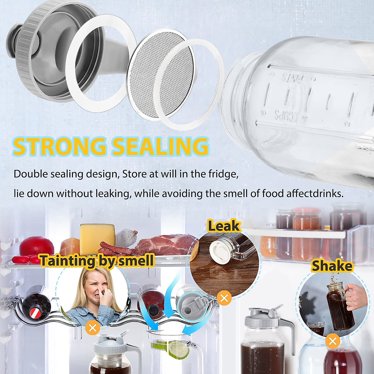 Glyntrof Breast Milk Pitcher, 32 oz Heavy Duty Glass Mason Jar with Pour Spout Lid, Breastmilk Jug for Iced Drinks, Cold Beverage or Juice Storage Container in Fridge