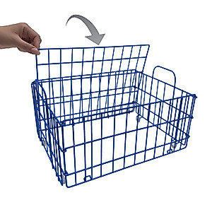 Atlantic Tabletop Wire Storage Basket, Heavy-Gauge Powder-Coated Metal Wire Construction, Stackable for Easy Expansion, Collapsible & Foldable, Non-Slip Feet, Plastic Liner, PN 23308043 – Blue
