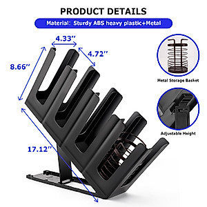 MIDYOO Coffee Station Organizer for Disposable Cup and Lid,4 Compartment Adjustable Cup Holder Dispenser with Coffee Pod and Straw Storage Basket, Coffee Bar Accessories