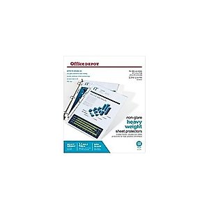 Office Depot Top-Loading Sheet Protectors, Heavyweight, Non-Glare, Box of 50, OD03030