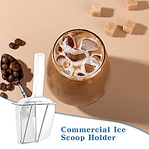 4 Pieces Magnetic Ice Scoop Holder for Side of Fridge Ice Maker Scoop Holder Metal 24 OZ Ice Scoop Clear Plastic Ice Scoop for Ice Machine with Holder for Party Wedding Ice Bucket