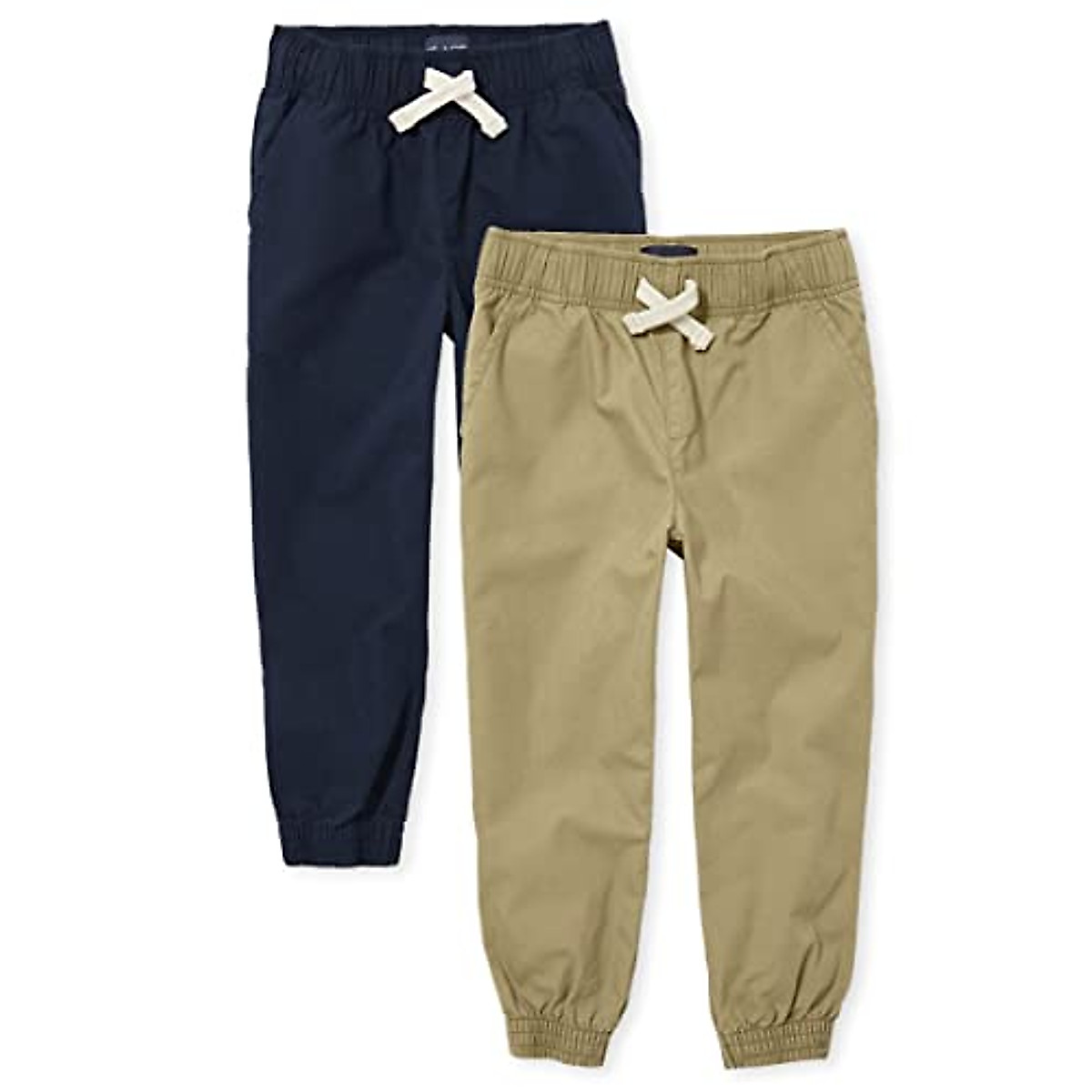 The Children's Place Boys' Stretch Pull on Jogger Pants, Flax/Tidal 2-Pack, 8