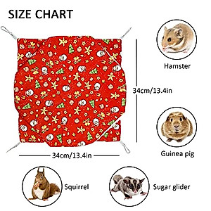 Jevnd 2Pcs Christmas Guinea Pig Rat Hammock, Sugar Glider Cage Accessories, Double-Layer Small Animals Cage Hanging Bed, Warm Sleeping Nest Bed for Syrian Hamster Gerbil Rat Mouse Sugar Glider