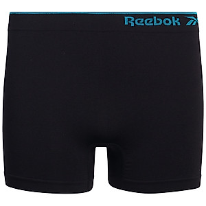 Reebok Girls' Boyshorts Underwear - 4 Pack Soft Seamless Long Leg Boy Shorts - Playground Shorts for Girls (6-16), Size 8-10, Black With Tipping Waistband